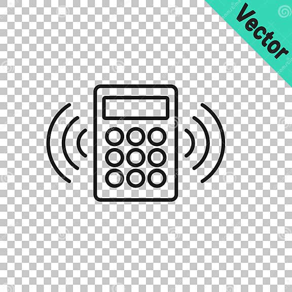 Black Line Security System Control Panel with Display Icon Isolated on ...