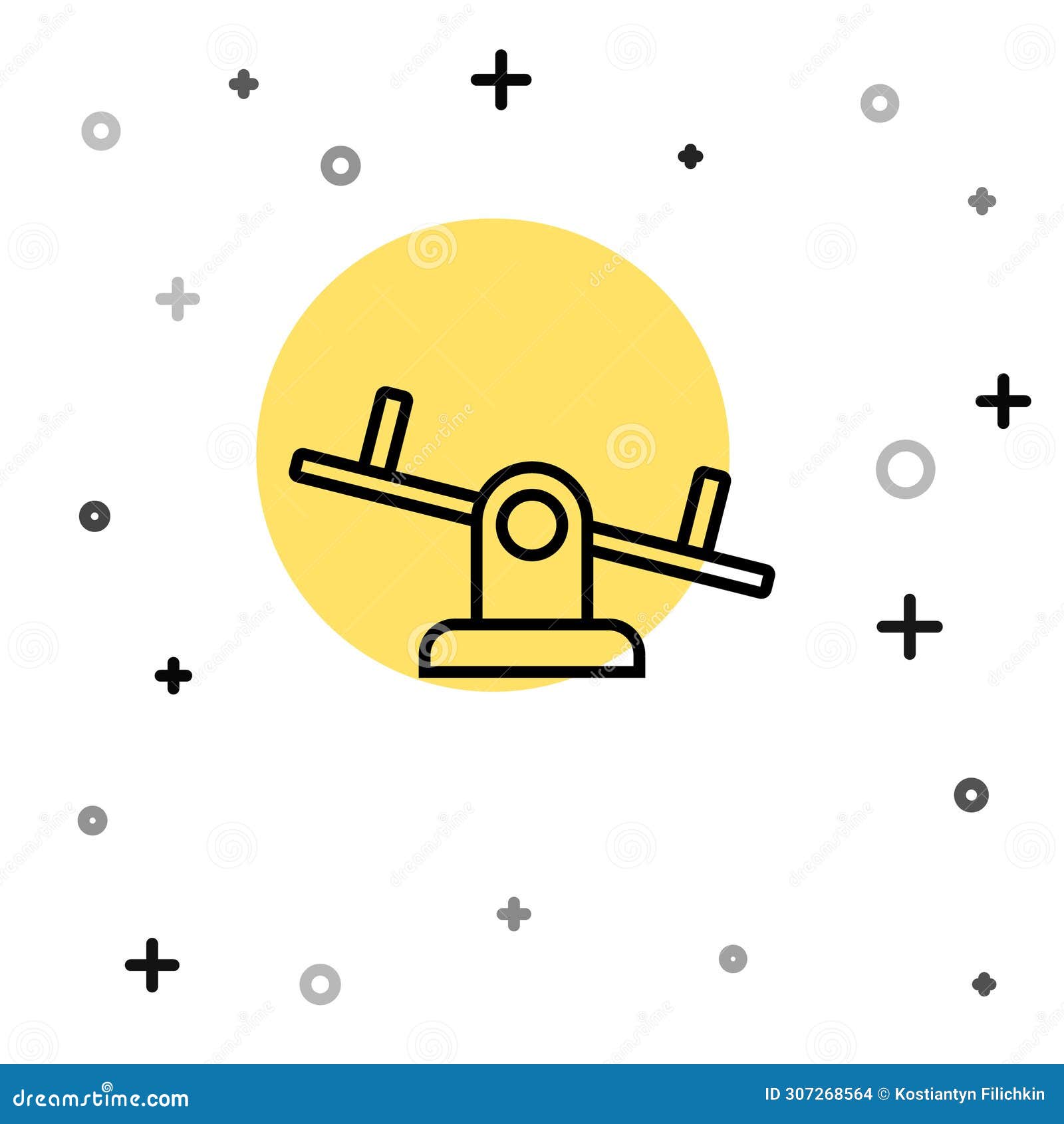 Black Line Seesaw Icon Isolated on White Background. Teeter Equal Board ...