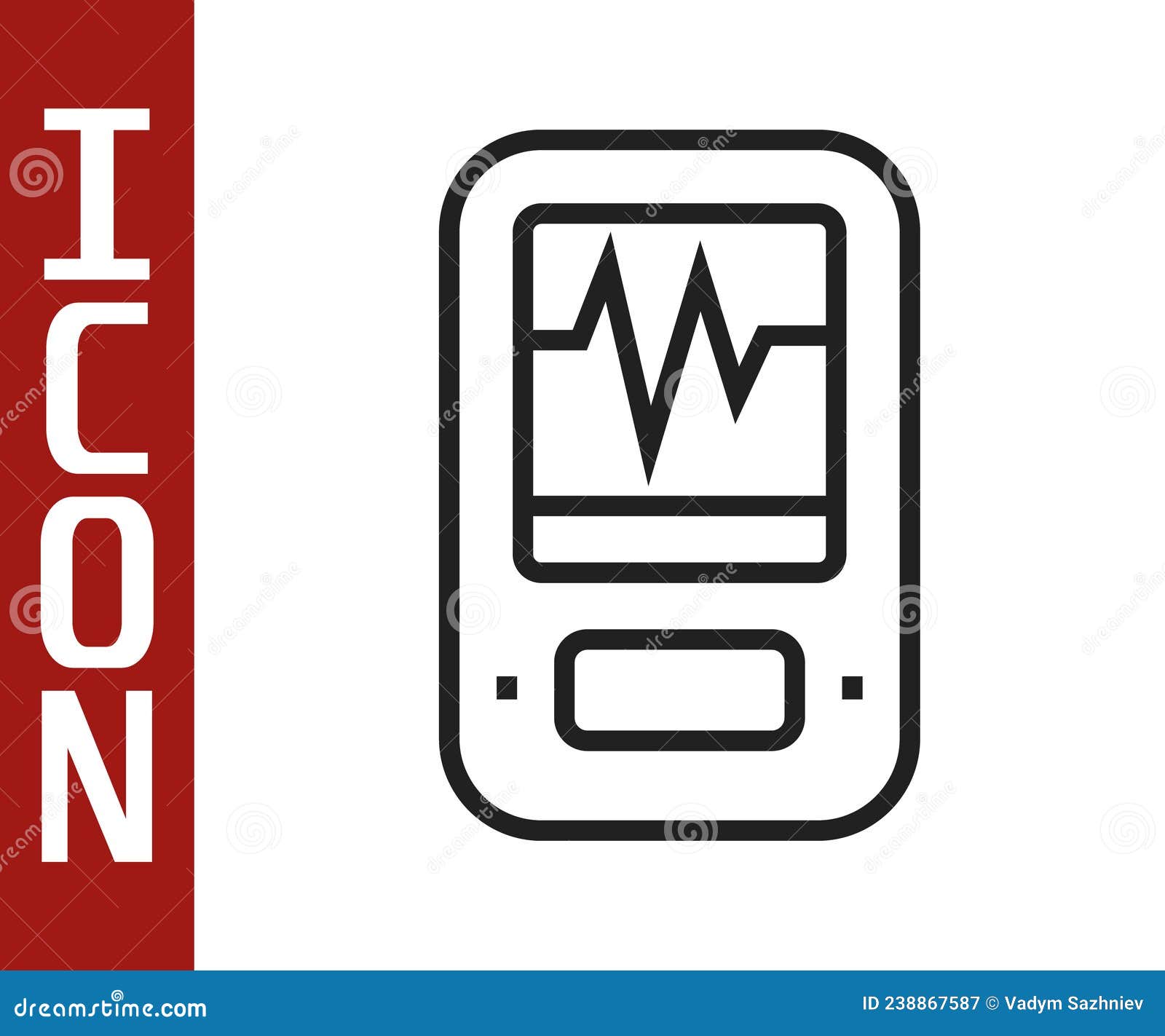 Black Line Seismograph Icon Isolated on White Background. Earthquake ...