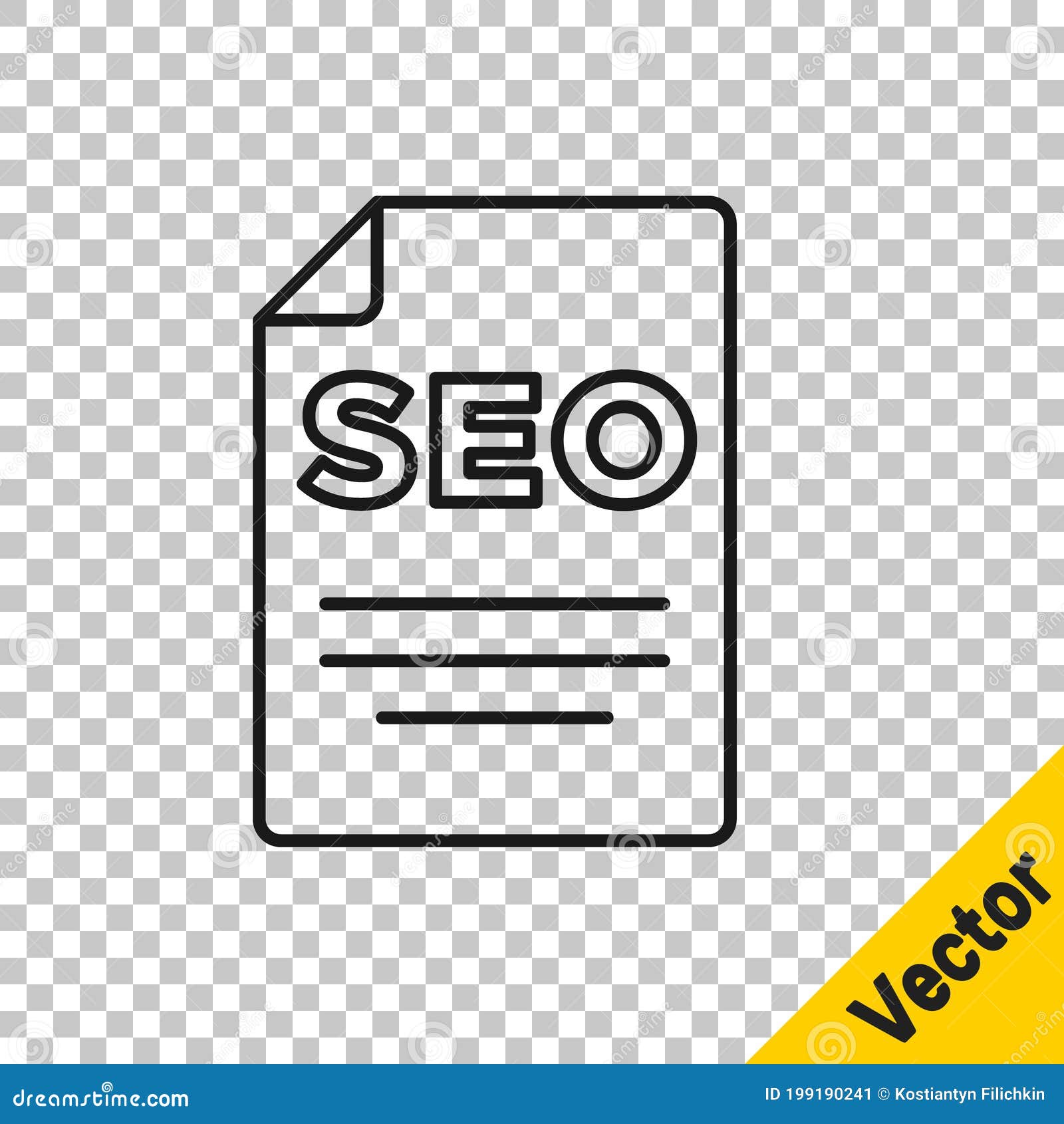 Black Line SEO Optimization Icon Isolated on Transparent Background ...