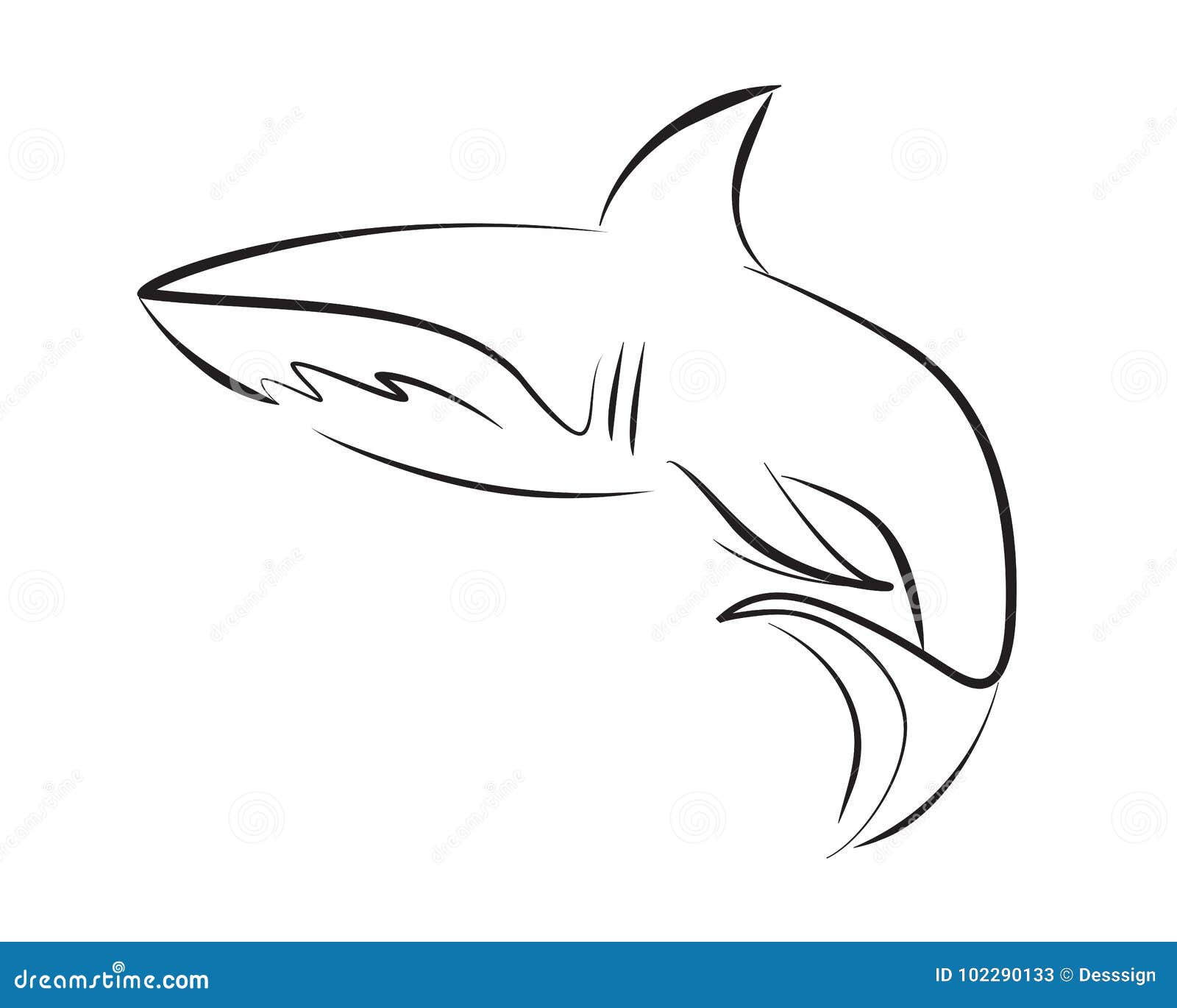 One Line Shark Design Silhouette. Logo Design. Hand Drawn Minimalism ...