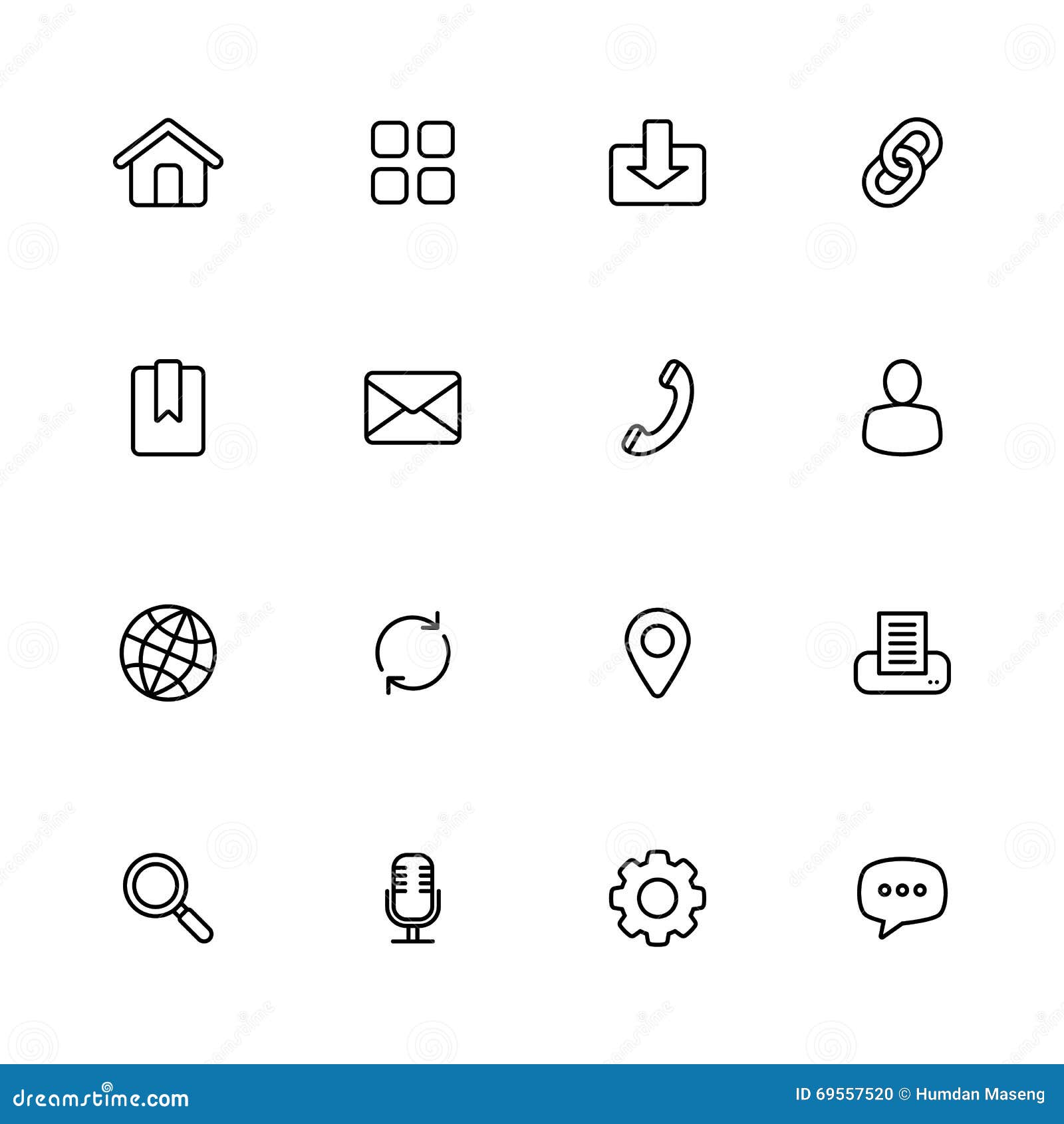 Black Line Simple Web Icon Set Stock Vector - Illustration of ...