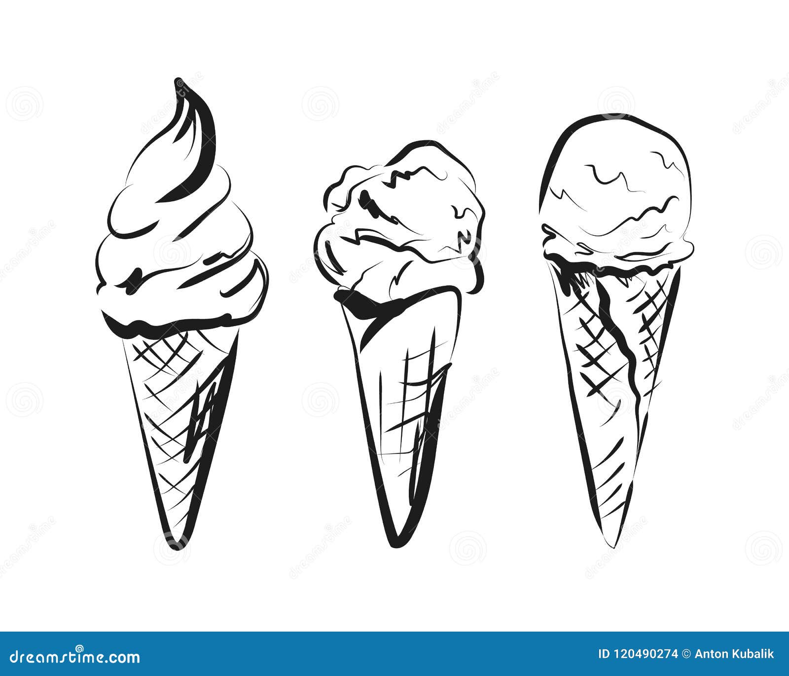 Vector Sketch Ice Cream in Cone Stock Illustration - Illustration of ... Vector Sketch Ice Cream in Cone Stock Illustration - Illustration of ...