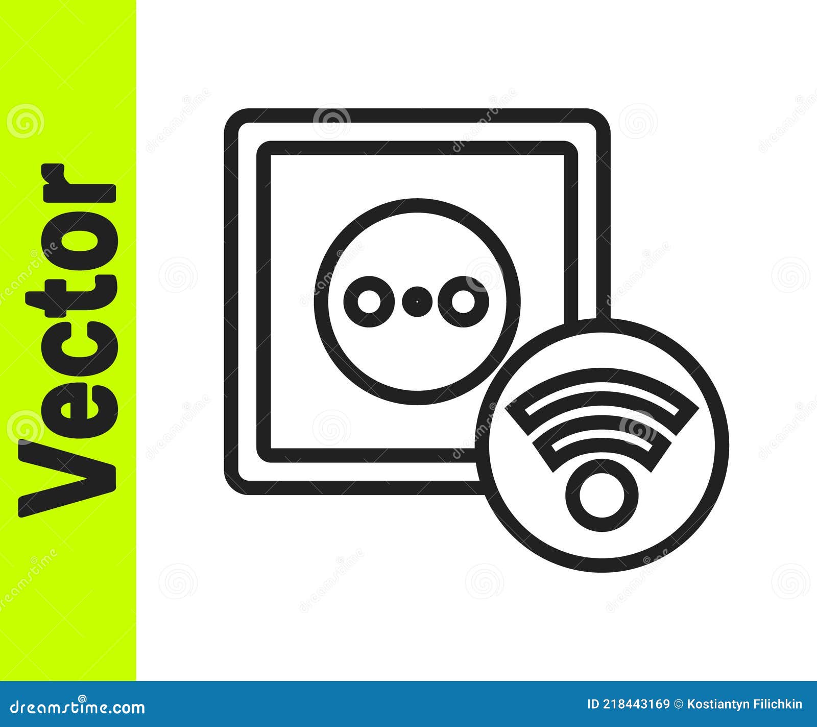 Black Line Smart Electrical Outlet System Icon Isolated on White ...