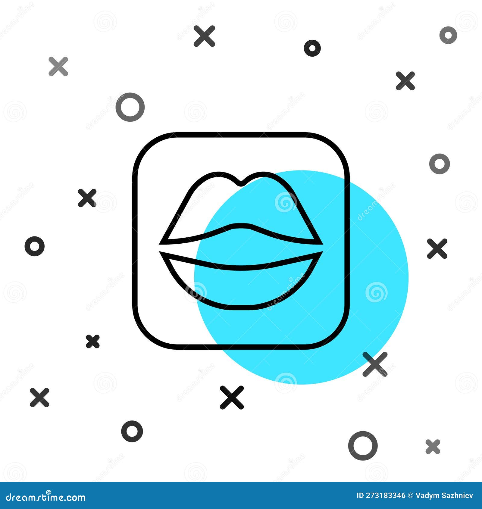 Black Line Smiling Lips Icon Isolated on White Background. Smile Symbol ...