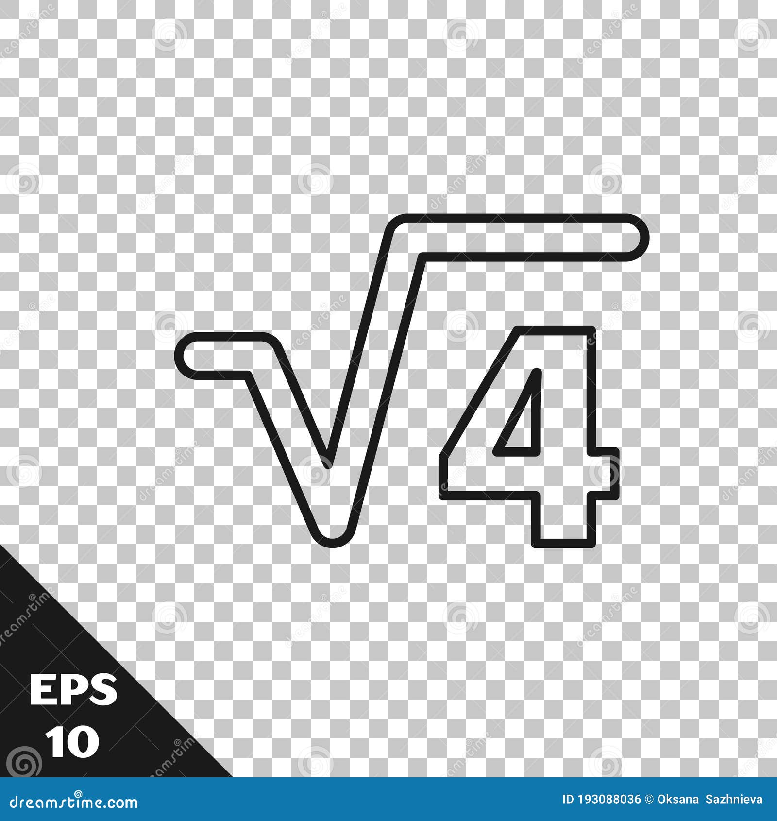 Black Line Square Root of 4 Glyph Icon Isolated on Transparent ...