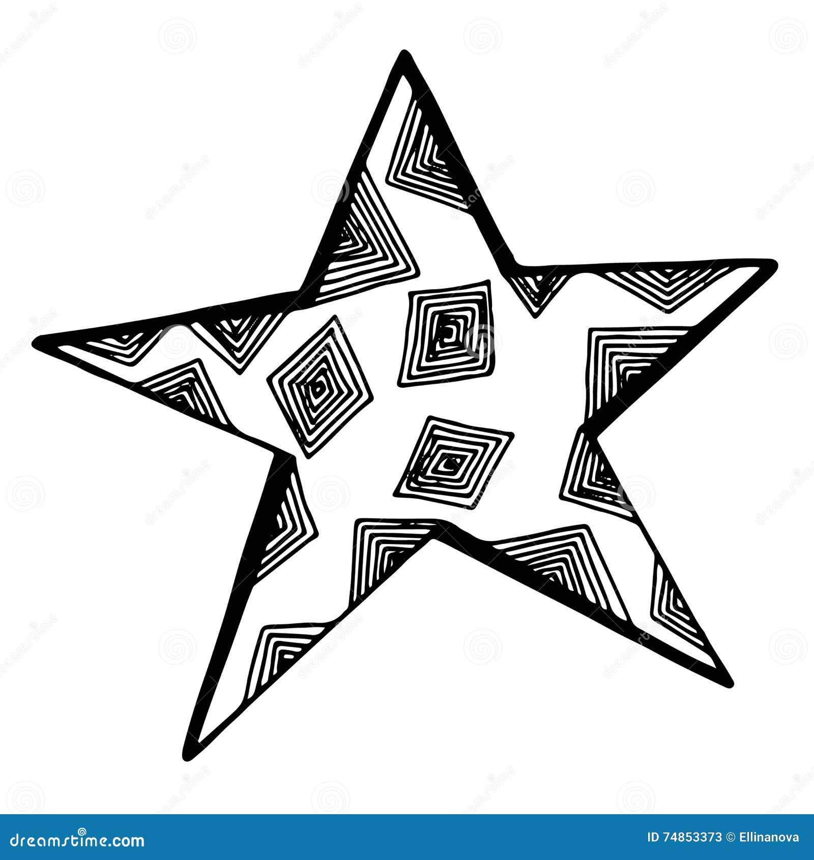 Black Line Star with Abstract Pattern Stock Vector - Illustration of ...