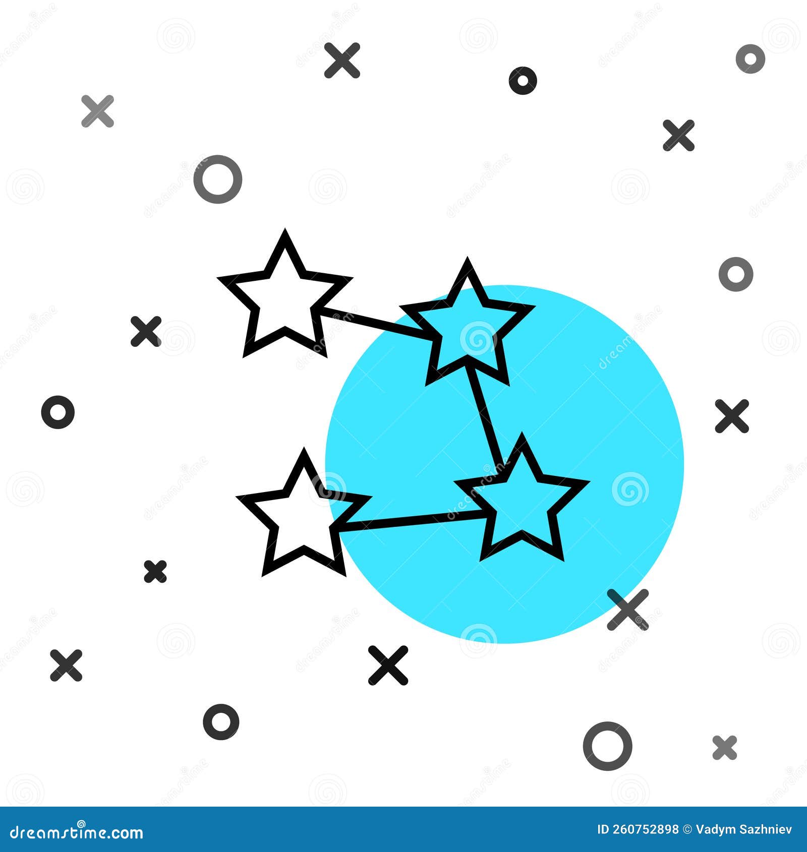 Black Line Star Constellation Zodiac Icon Isolated on White Background ...