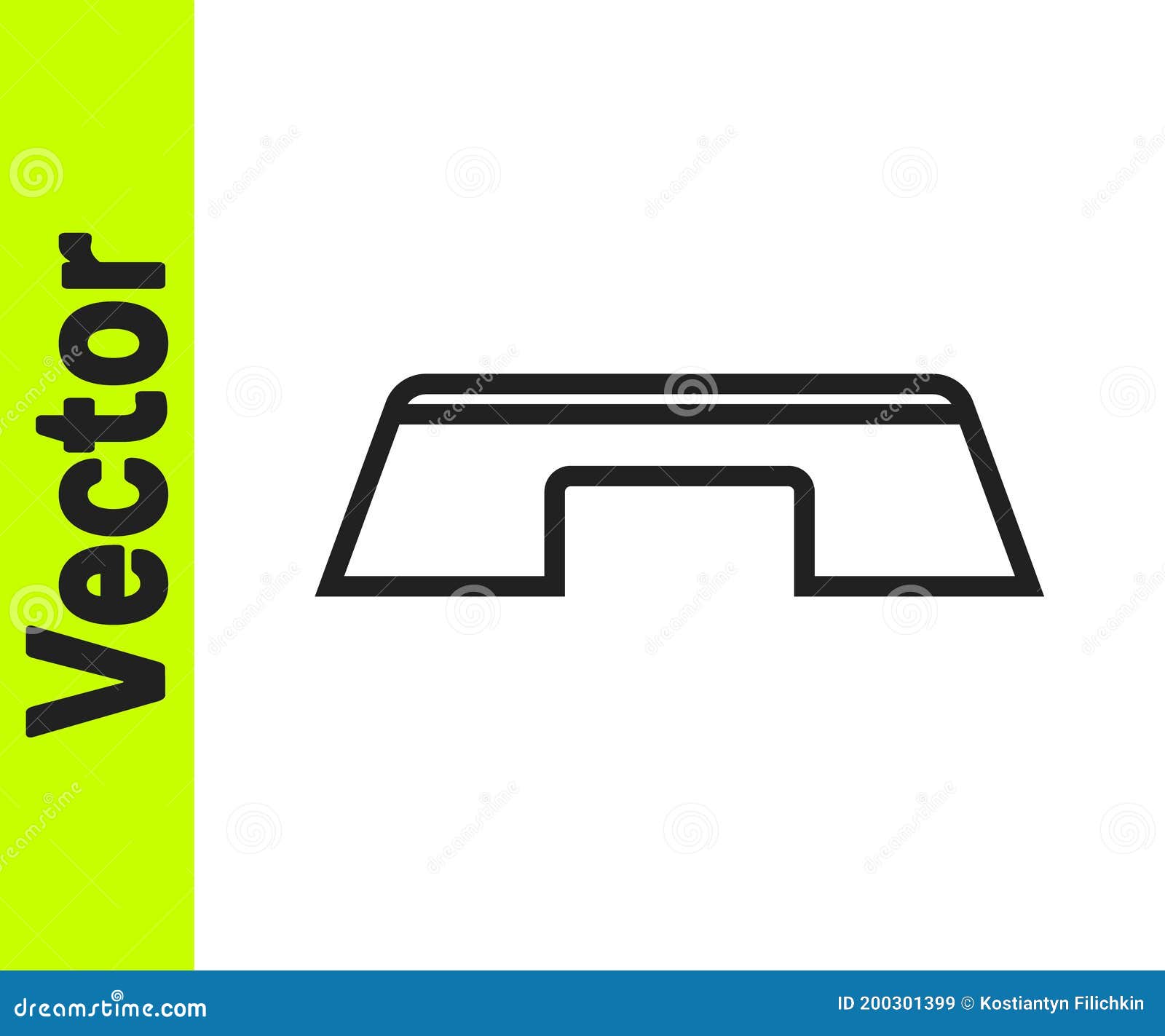 Black Line Step Platform Icon Isolated on White Background. Vector ...