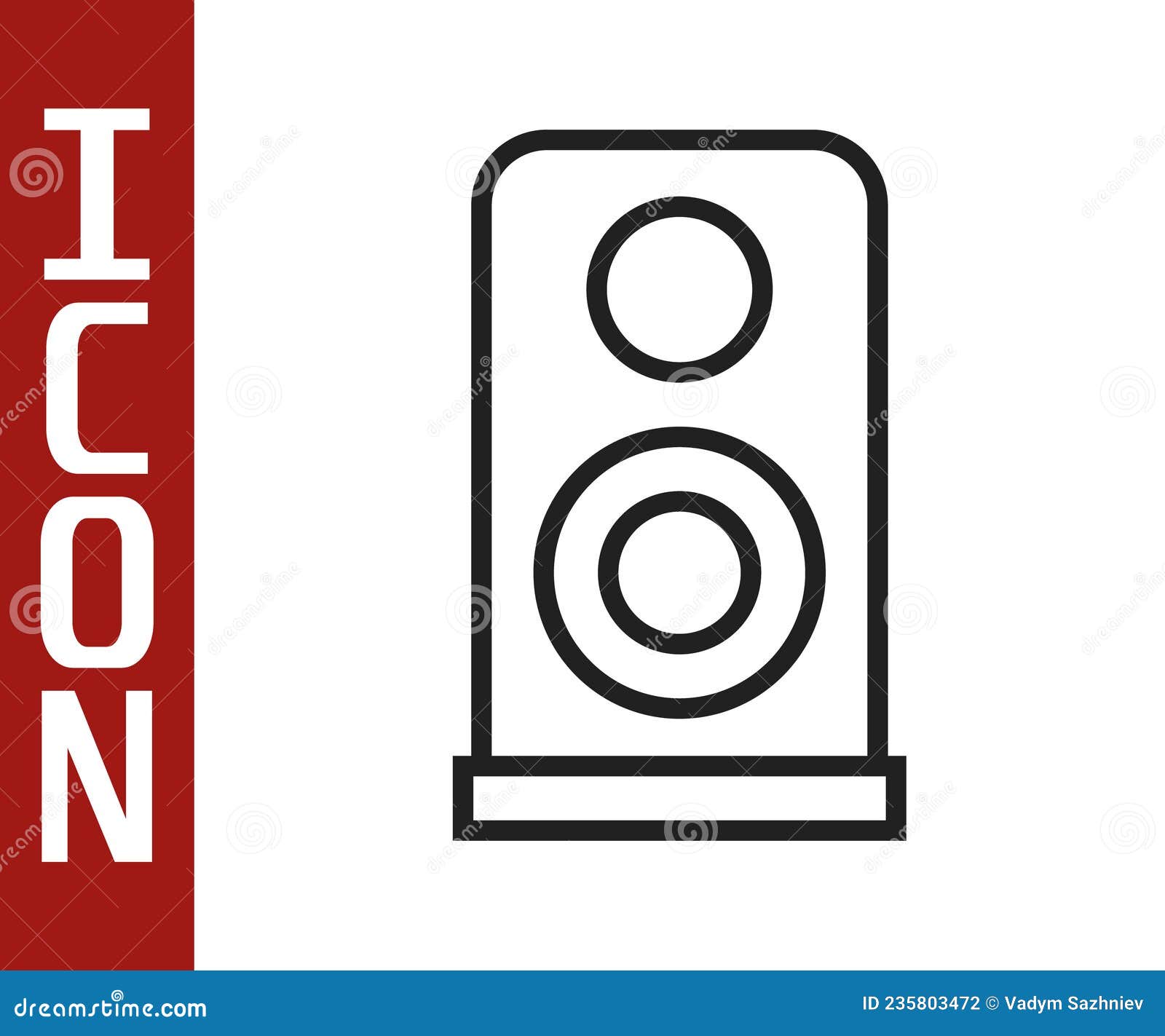 Black Line Stereo Speaker Icon Isolated On White Background Sound