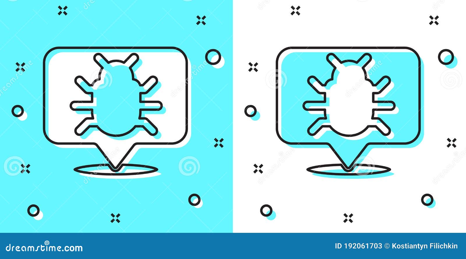 Black Line System Bug Concept Icon Isolated On Green And White Background Code Bug Concept Bug