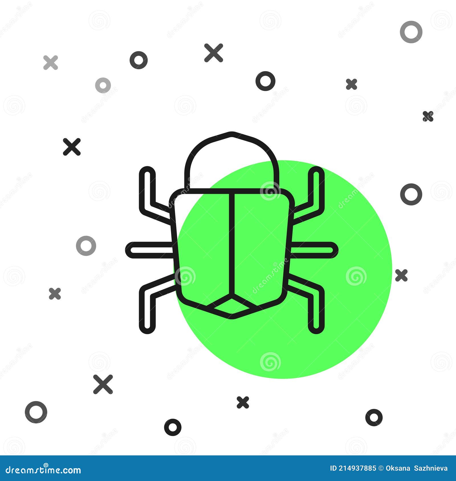 Black Line System Bug Concept Icon Isolated On White Background Code