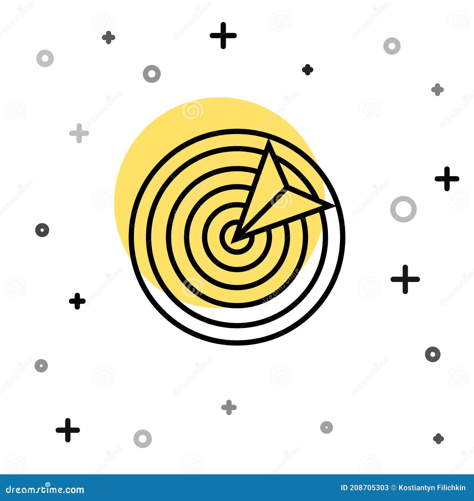 Black Line Target Sport Icon Isolated on White Background. Clean Target ...