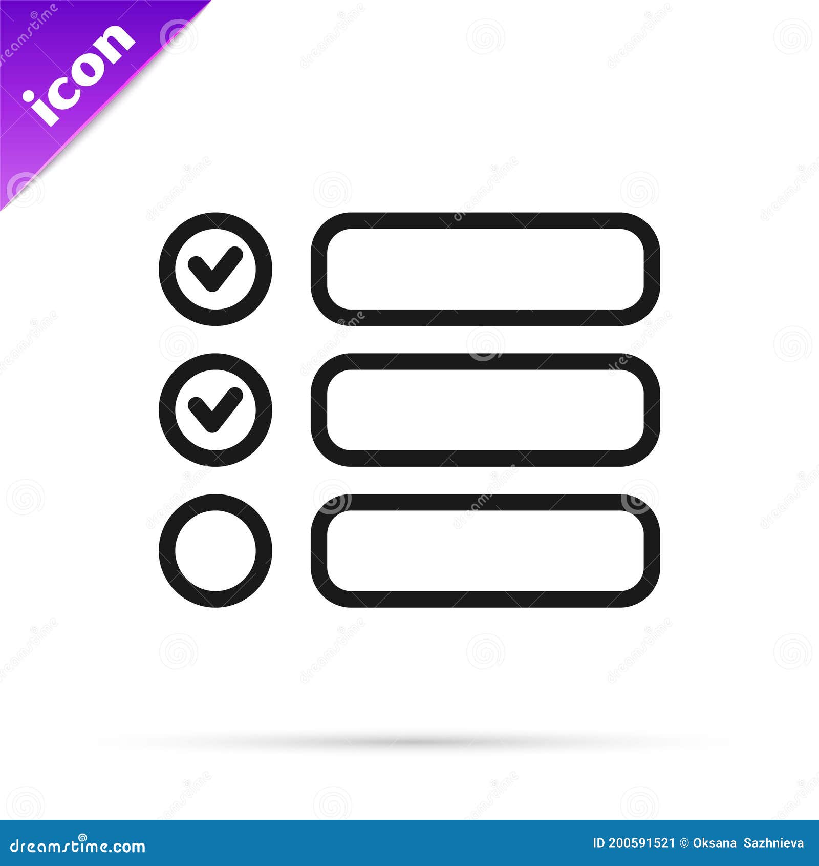 Black Line Task List Icon Isolated on White Background. Control List ...