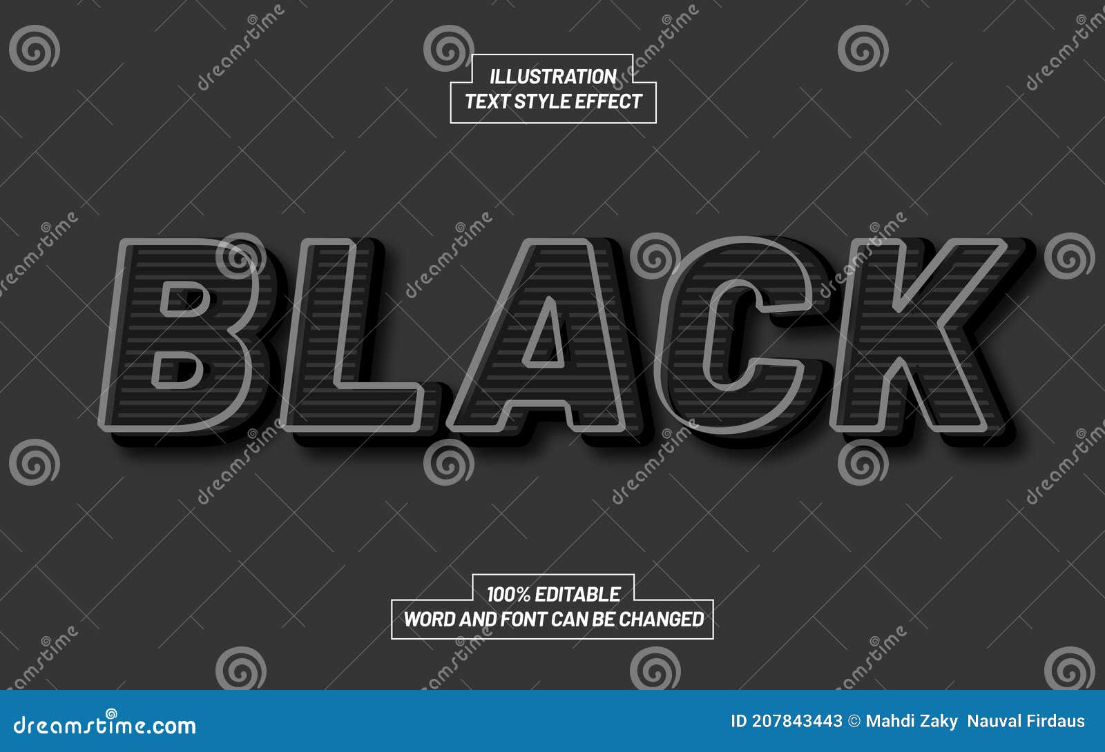 Black Line Text Style Effect Stock Vector - Illustration of frame ...
