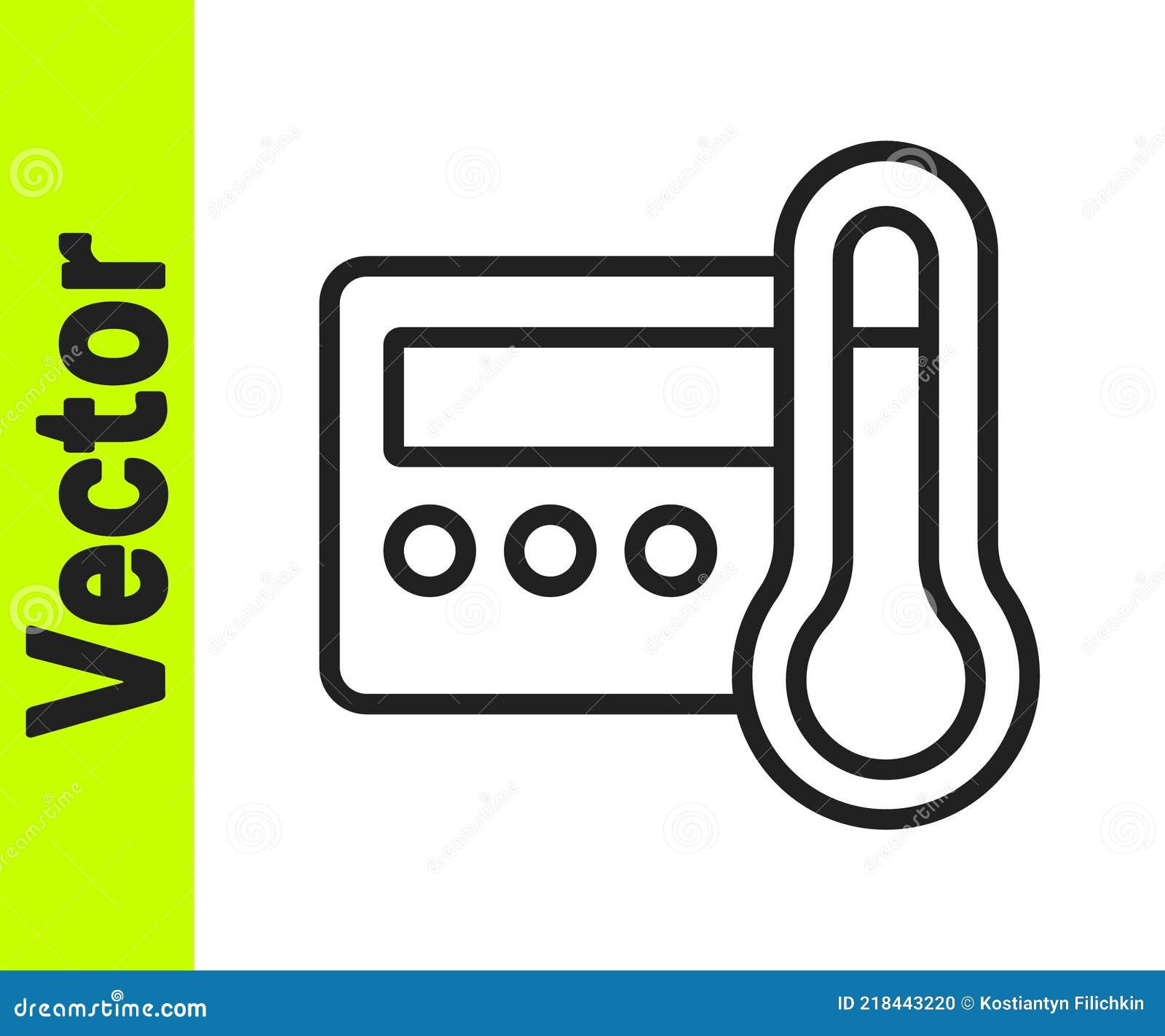 Black Line Thermostat Icon Isolated On White Background. Temperature ...