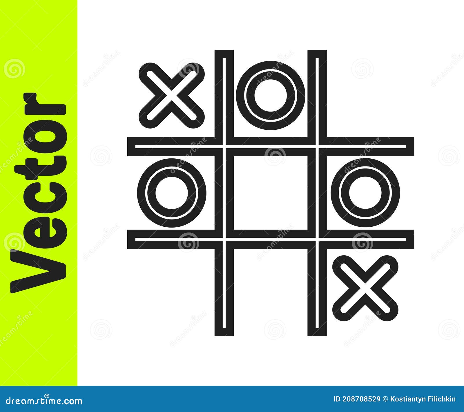 Black Line Tic Tac Toe Game Icon Isolated on White Background. Vector ...