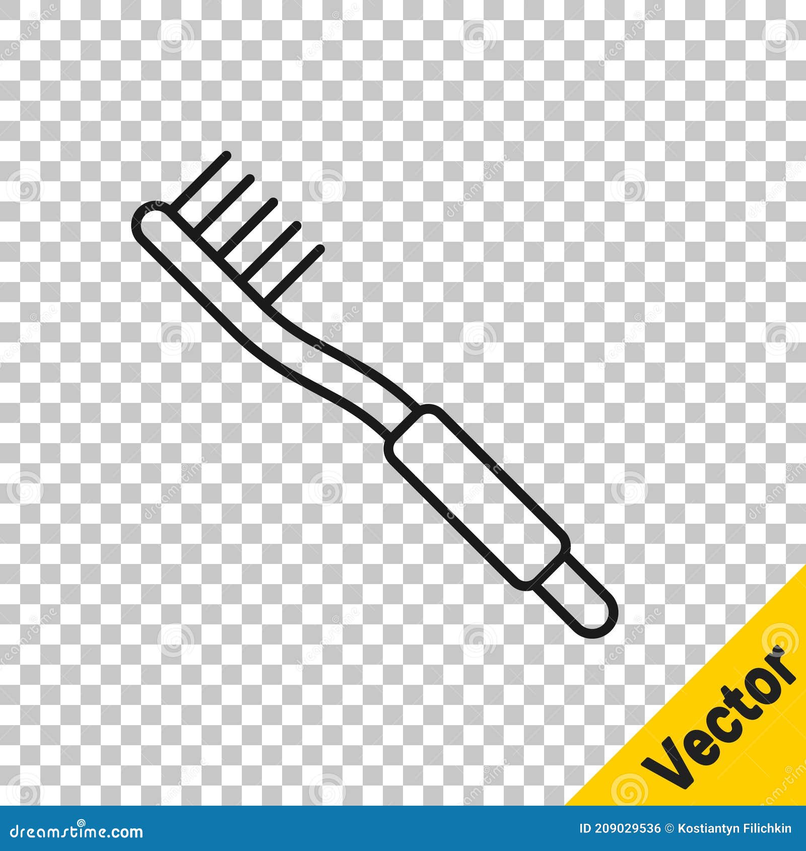 Black Line Toothbrush Icon Isolated on Transparent Background. Vector ...