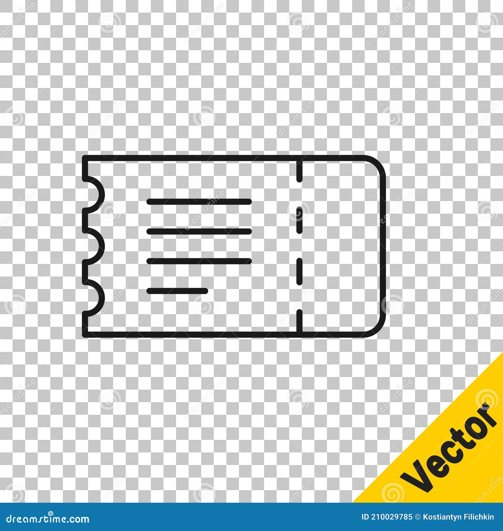 Black Line Train Ticket Icon Isolated on Transparent Background. Travel ...