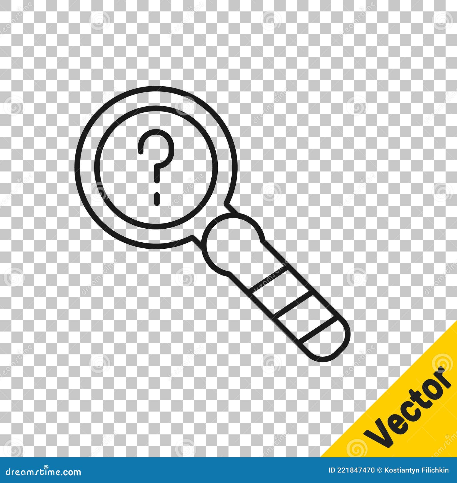 Black Line Unknown Search Icon Isolated on Transparent Background ...