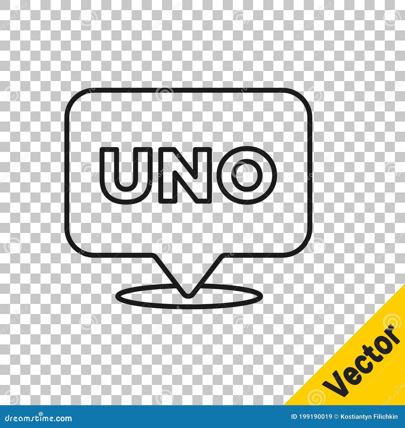 Black Line Uno Card Game Icon Isolated on Transparent Background ...