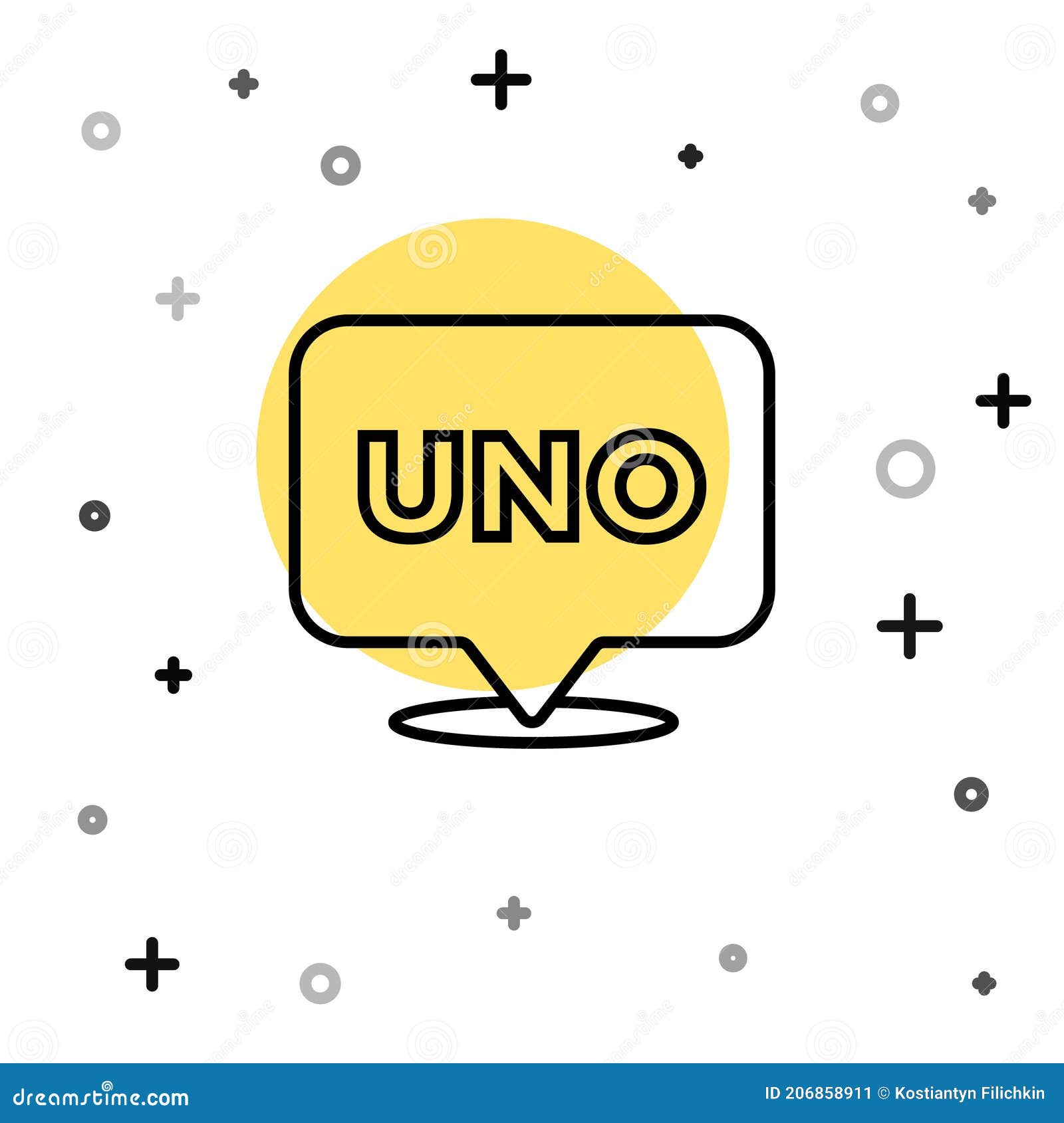 Black Line Uno Card Game Icon Isolated on White Background. Random ...