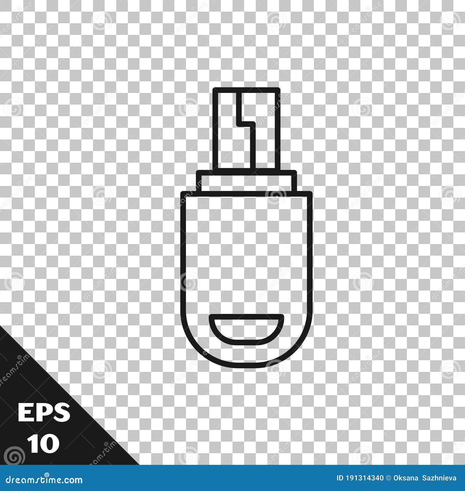 Black Line USB Flash Drive Icon Isolated on Transparent Background ...