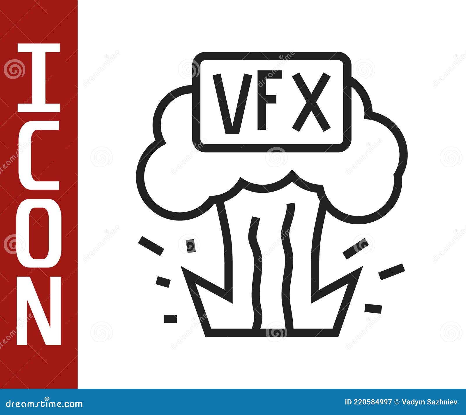 Black Line VFX Icon Isolated on White Background. Vector Stock Vector ...