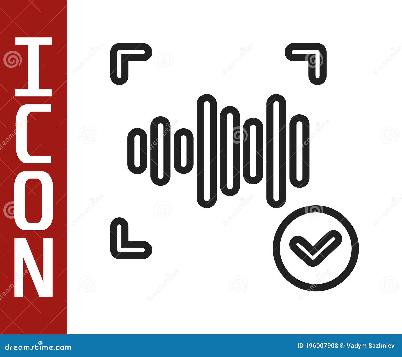 Black Line Voice Recognition Icon Isolated on White Background. Voice ...