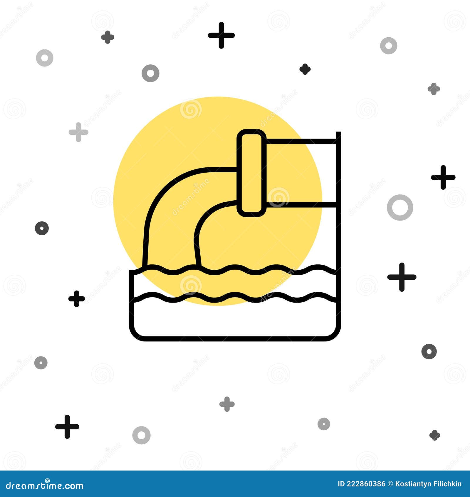 Black Line Wastewater Icon Isolated on White Background. Sewer Pipe ...