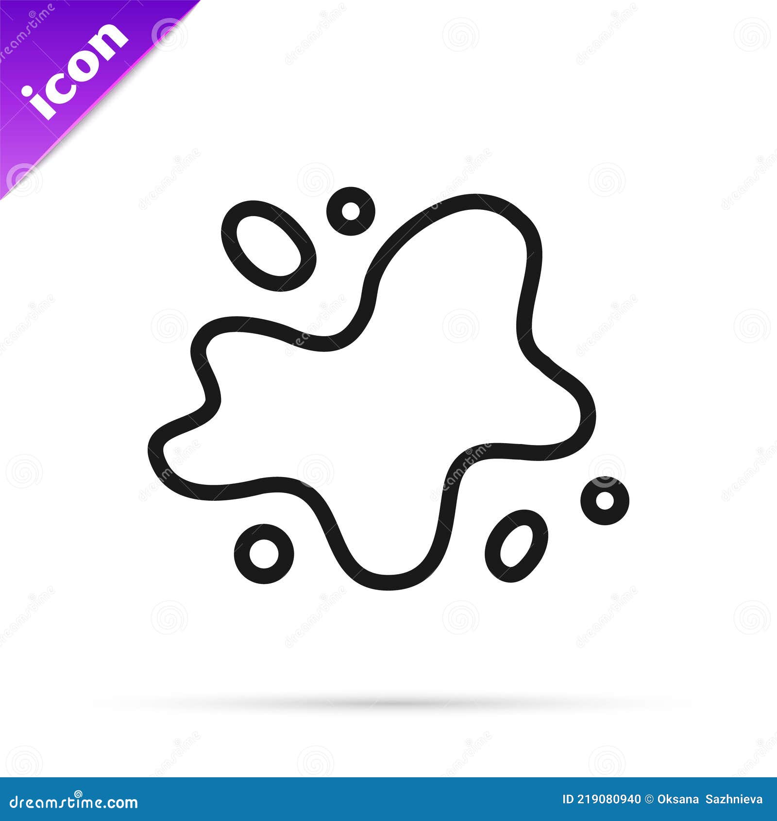 Black Line Water Spill Icon Isolated on White Background. Vector Stock ...