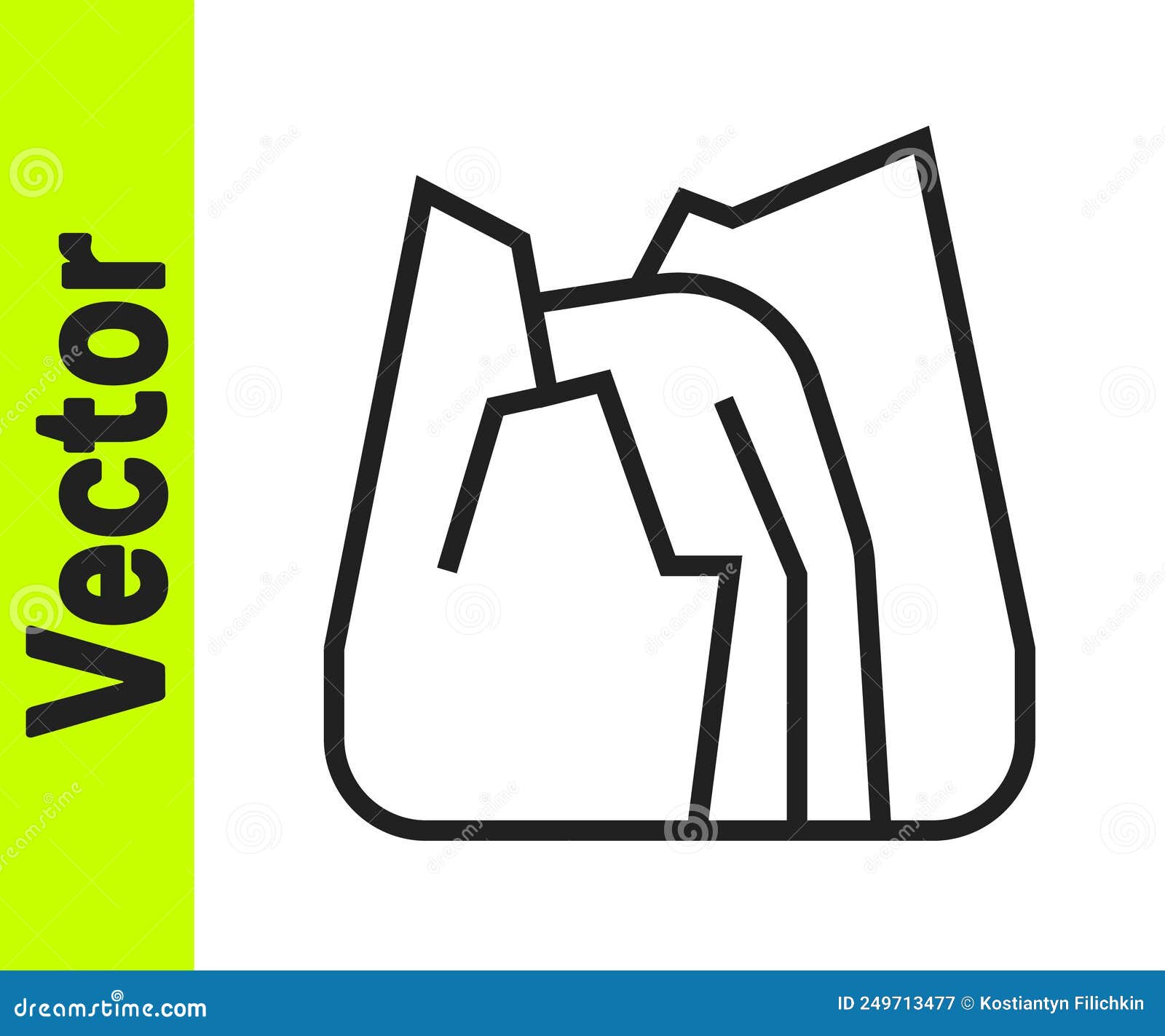 Black Line Waterfall Icon Isolated on White Background. Vector Stock ...