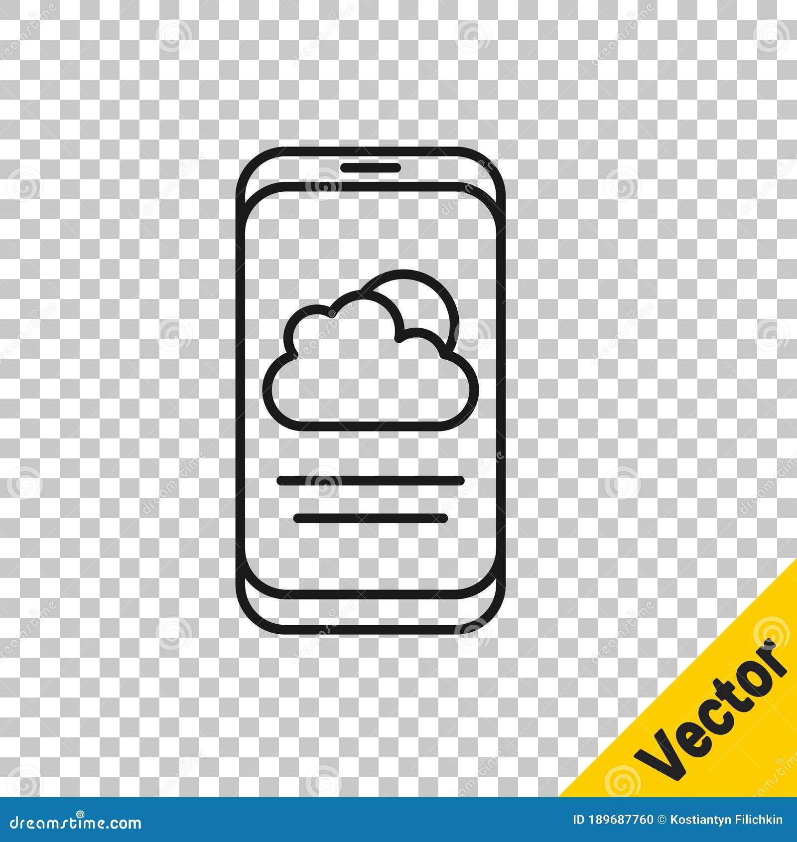 Black Line Weather Forecast Icon Isolated on Transparent Background ...