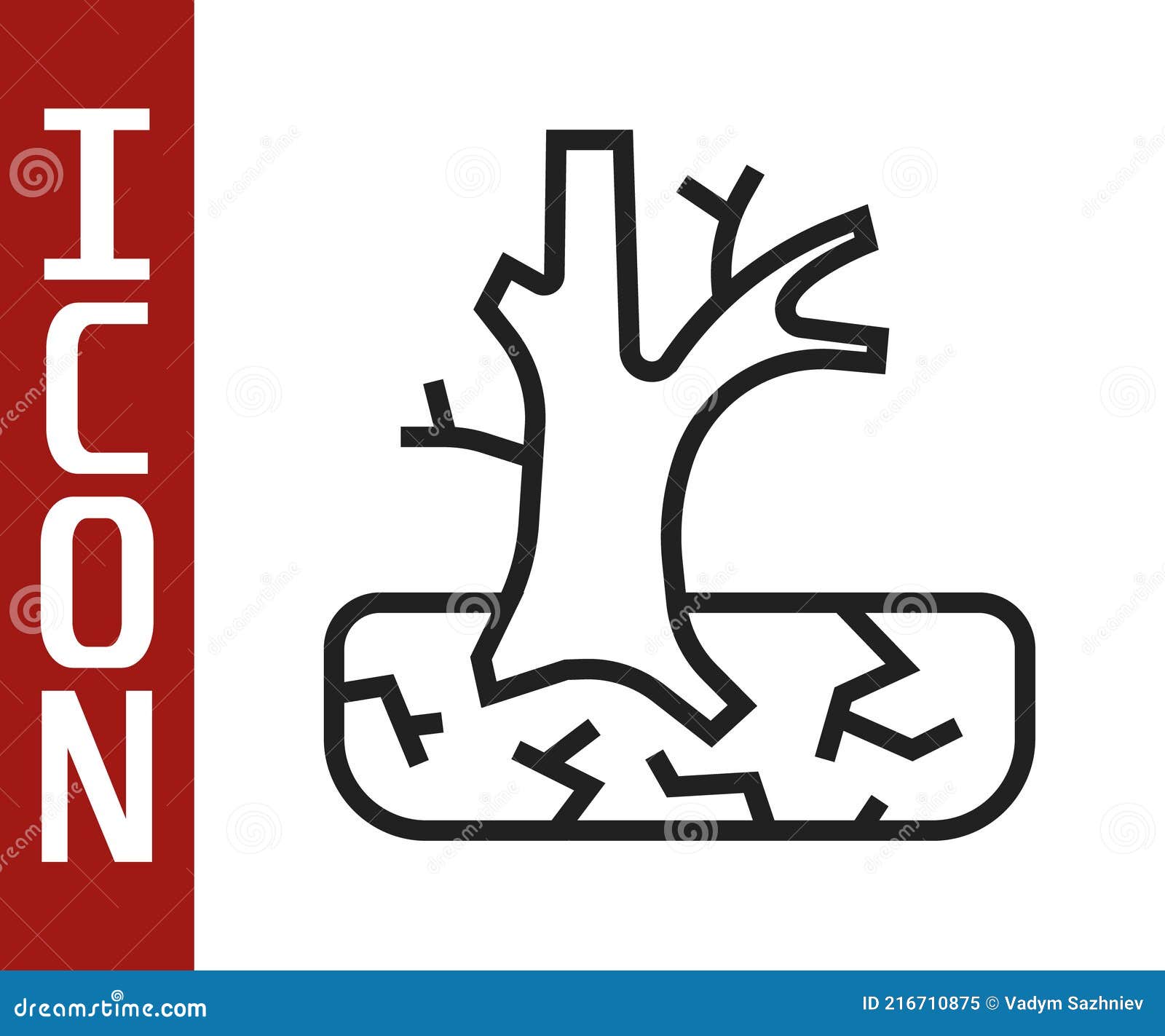 Black Line Withered Tree Icon Isolated On White Background. Bare Tree ...