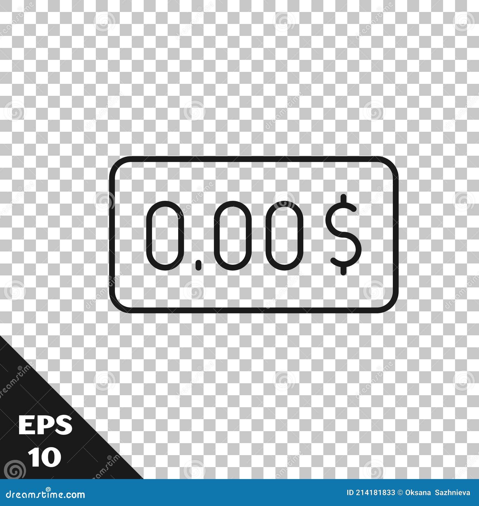 Black Line Zero Cost Icon Isolated on Transparent Background. Empty ...