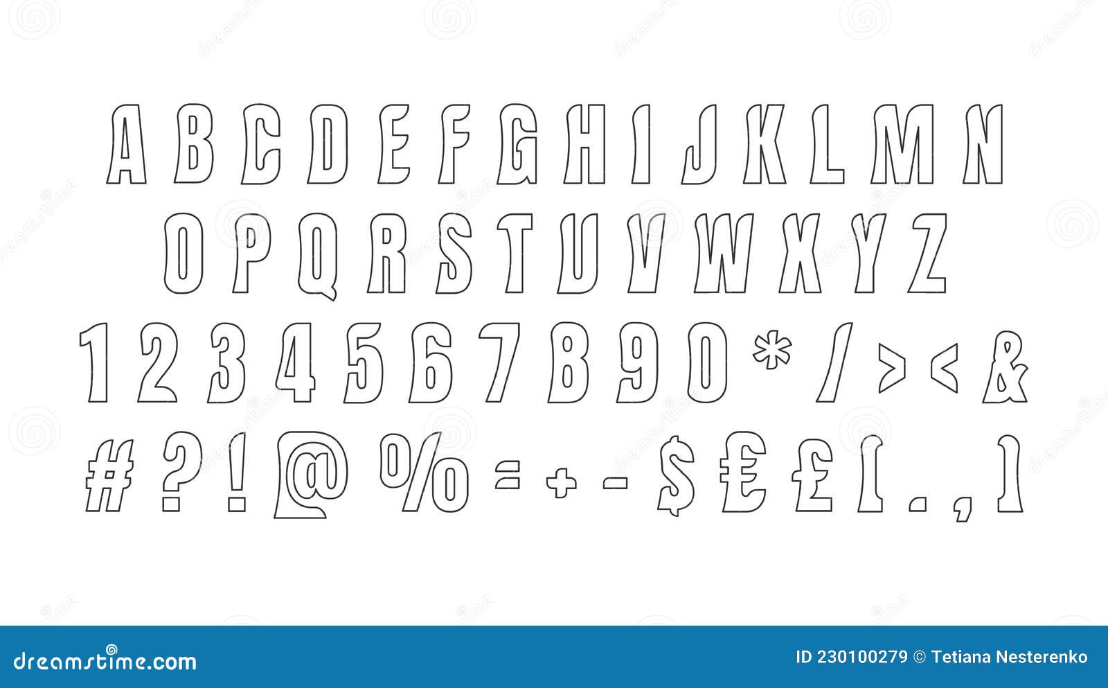 Black Linear Bold Alphabet Set Stock Vector - Illustration of lineart ...