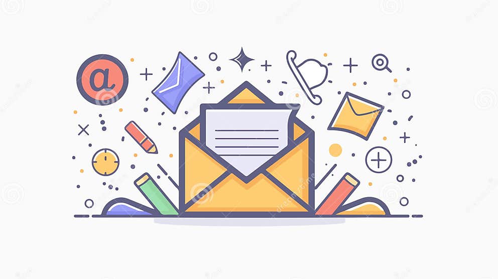 Sleek Black Linear Flat Design Email Icon for Professional Use Stock ...