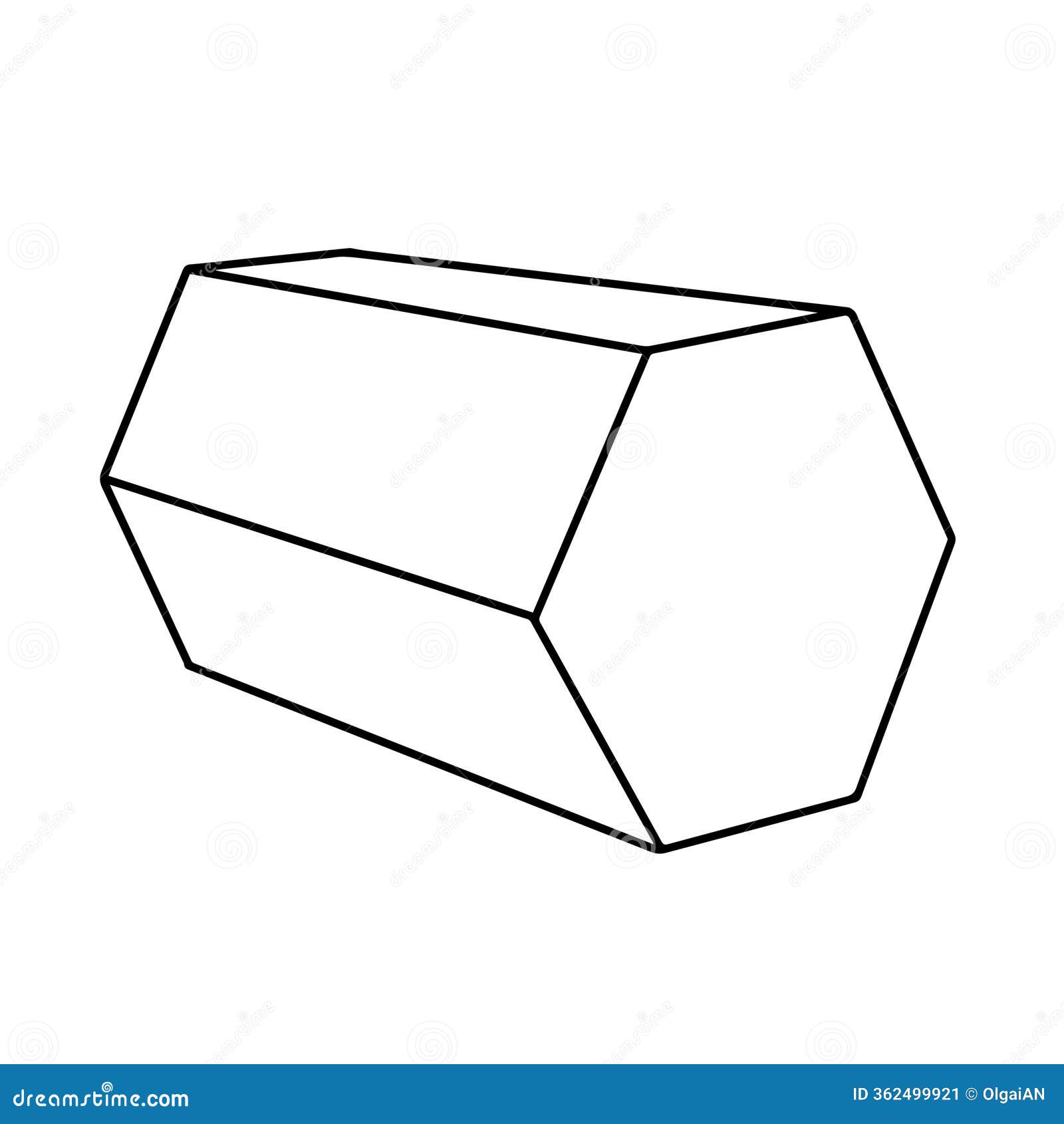 Hexagonal Prism Vector Illustration, 6 Sided Prism Basic 3d Geometric Shape Isolated On White ...