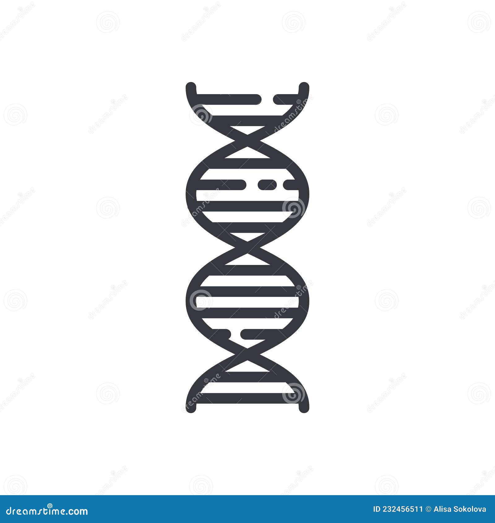 Black Linear Icon of a Genetic Dna Code Isolated on Transparent ...