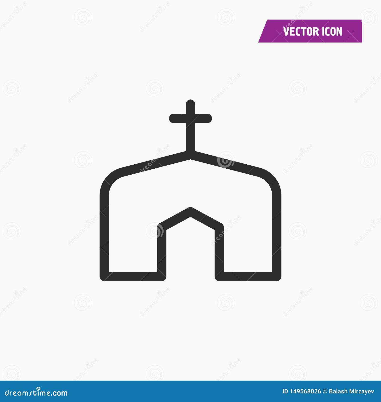 Black Linear Style Church Icon with Cross. Stock Vector - Illustration ... Black Linear Style Church Icon with Cross. Stock Vector - Illustration ...