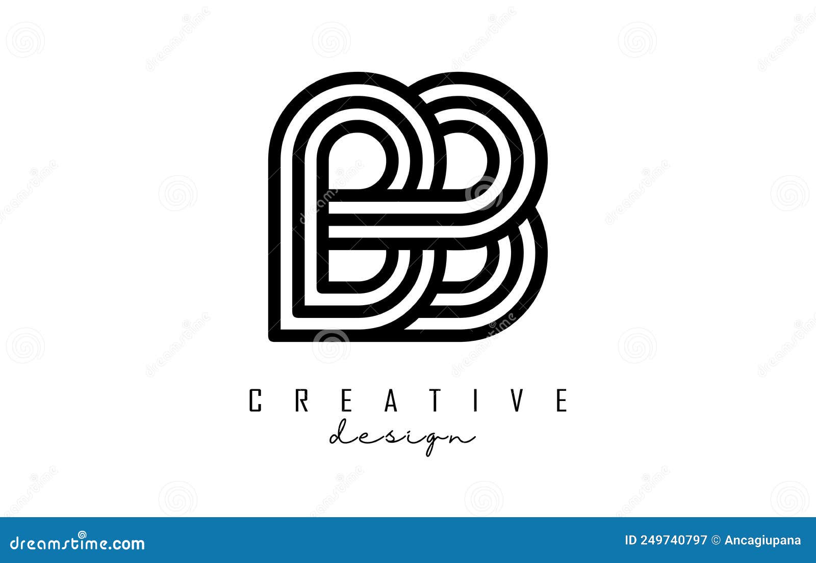 Black Lines BB B Letters with Monogram Logo Design Stock Vector ...