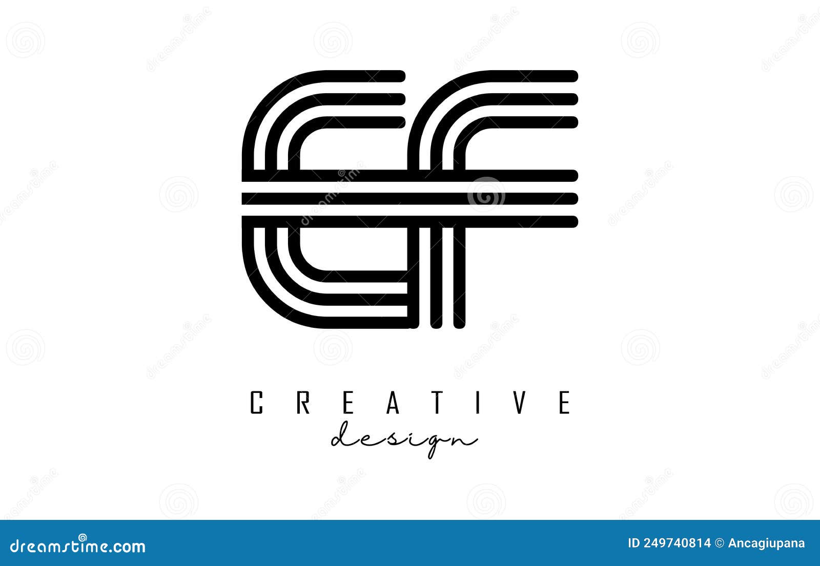 Black Lines EF E F Letters with Monogram Logo Design Stock Vector ...