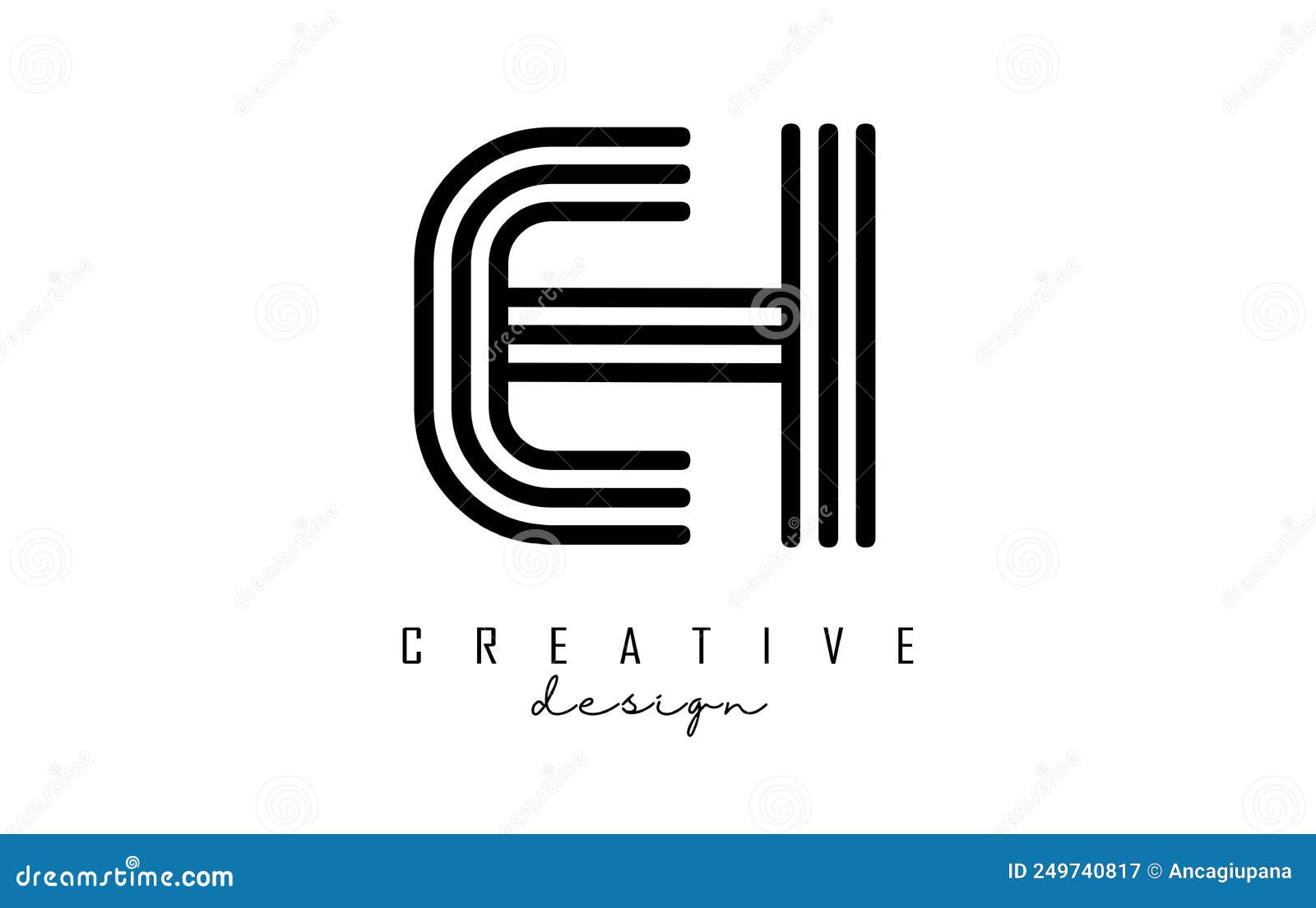 Black Lines EH E H Letters with Monogram Logo Design Stock Vector ...