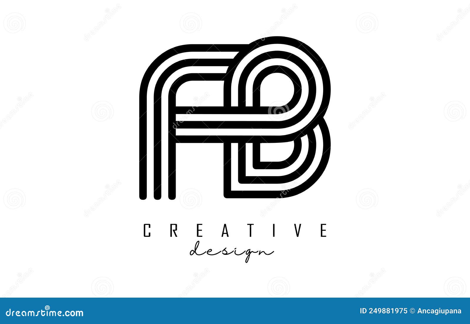 Black Lines FB F B Letters with Monogram Logo Design Stock Vector ...