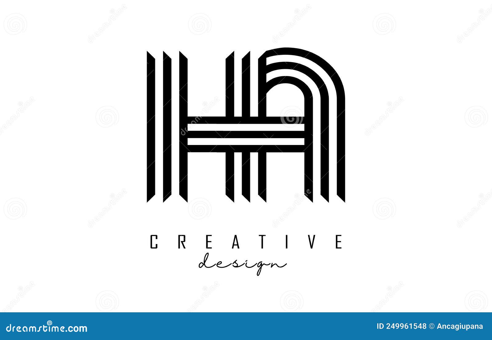 Black Lines HA H a Letters with Monogram Logo Design Stock Vector ...