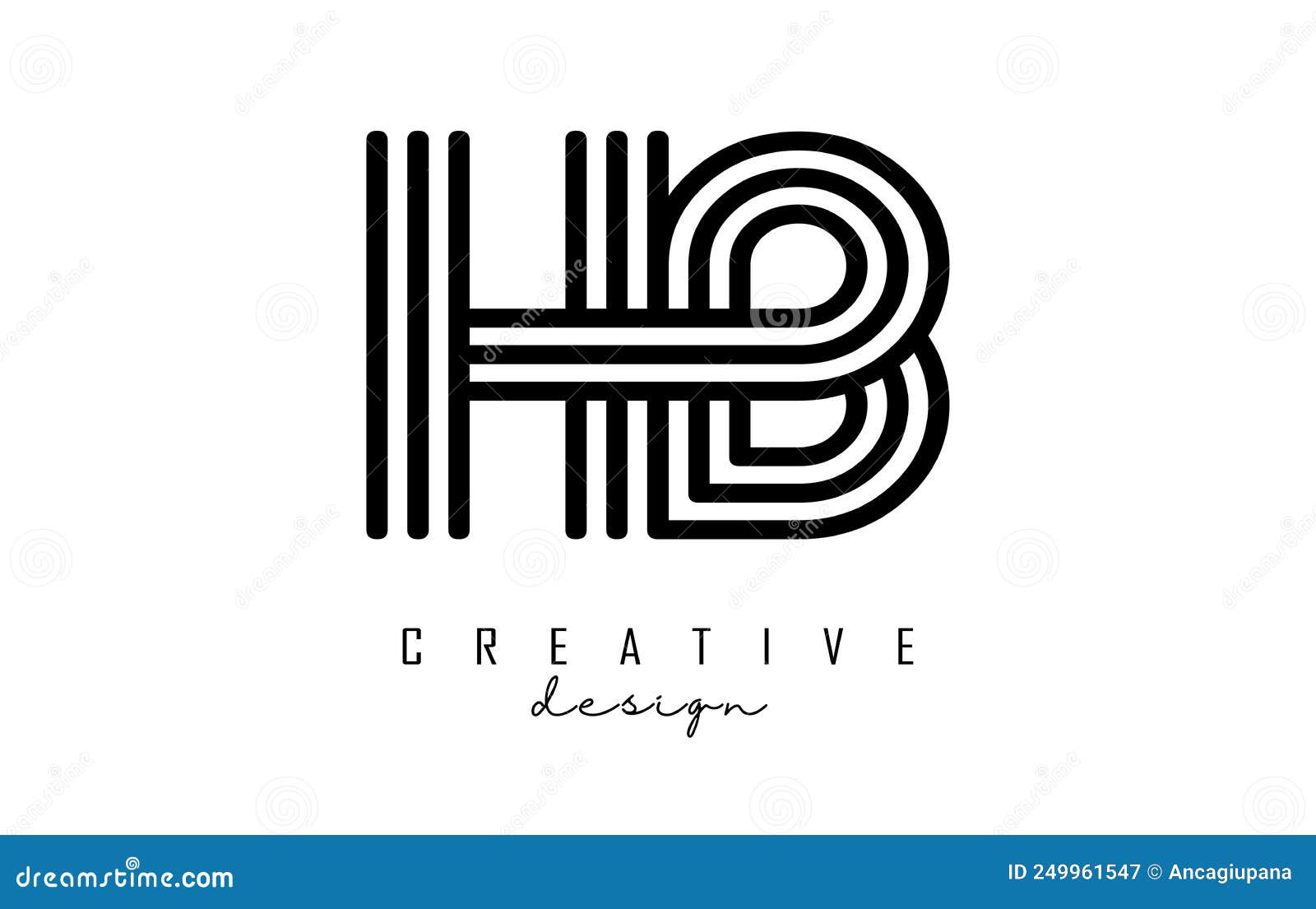 Black Lines HB H B Letters with Monogram Logo Design Stock Vector ...