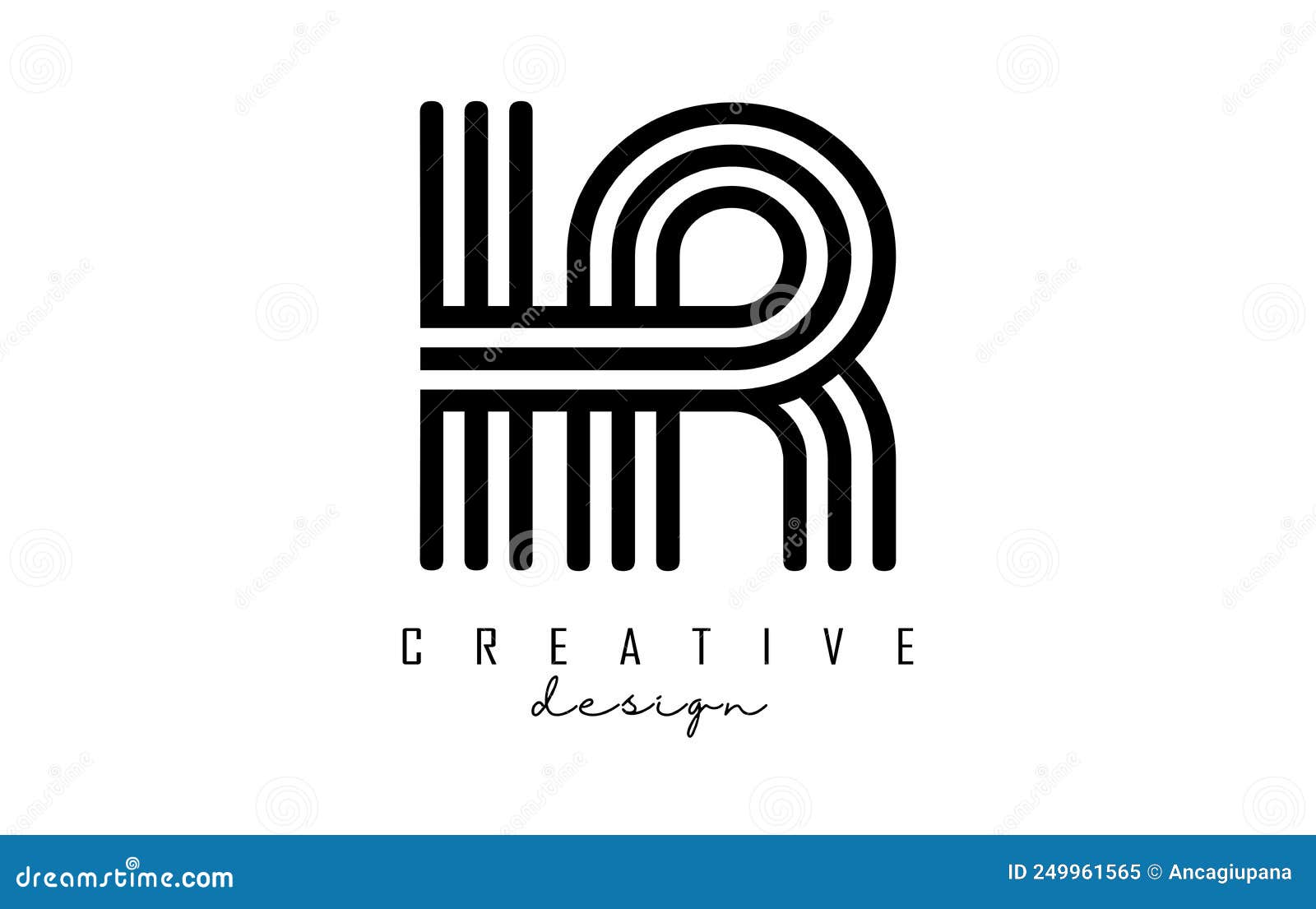 Black Lines IR I R Letters with Monogram Logo Design Stock Vector ...