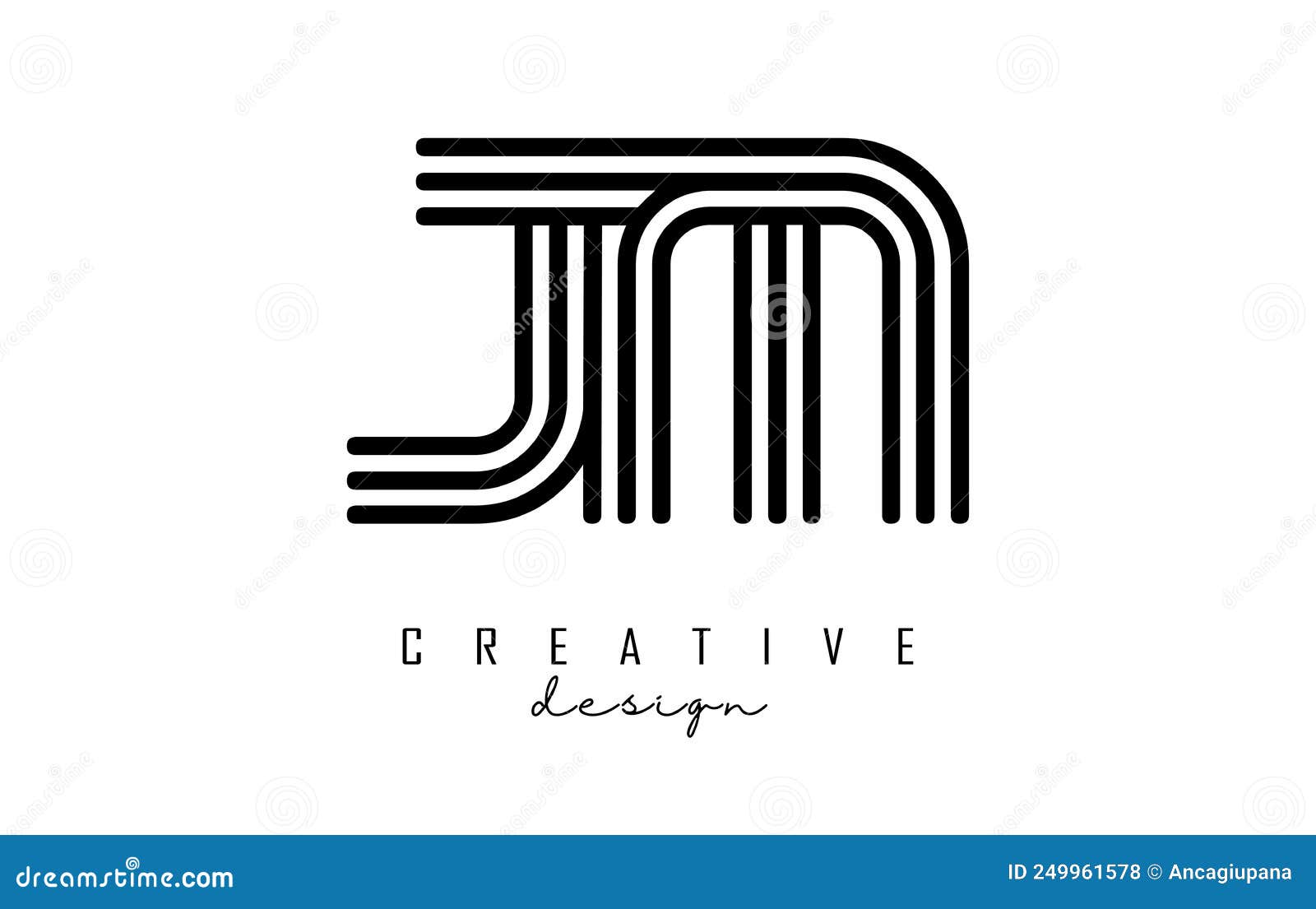 Black Lines JM J M Letters with Monogram Logo Design Stock Vector ...