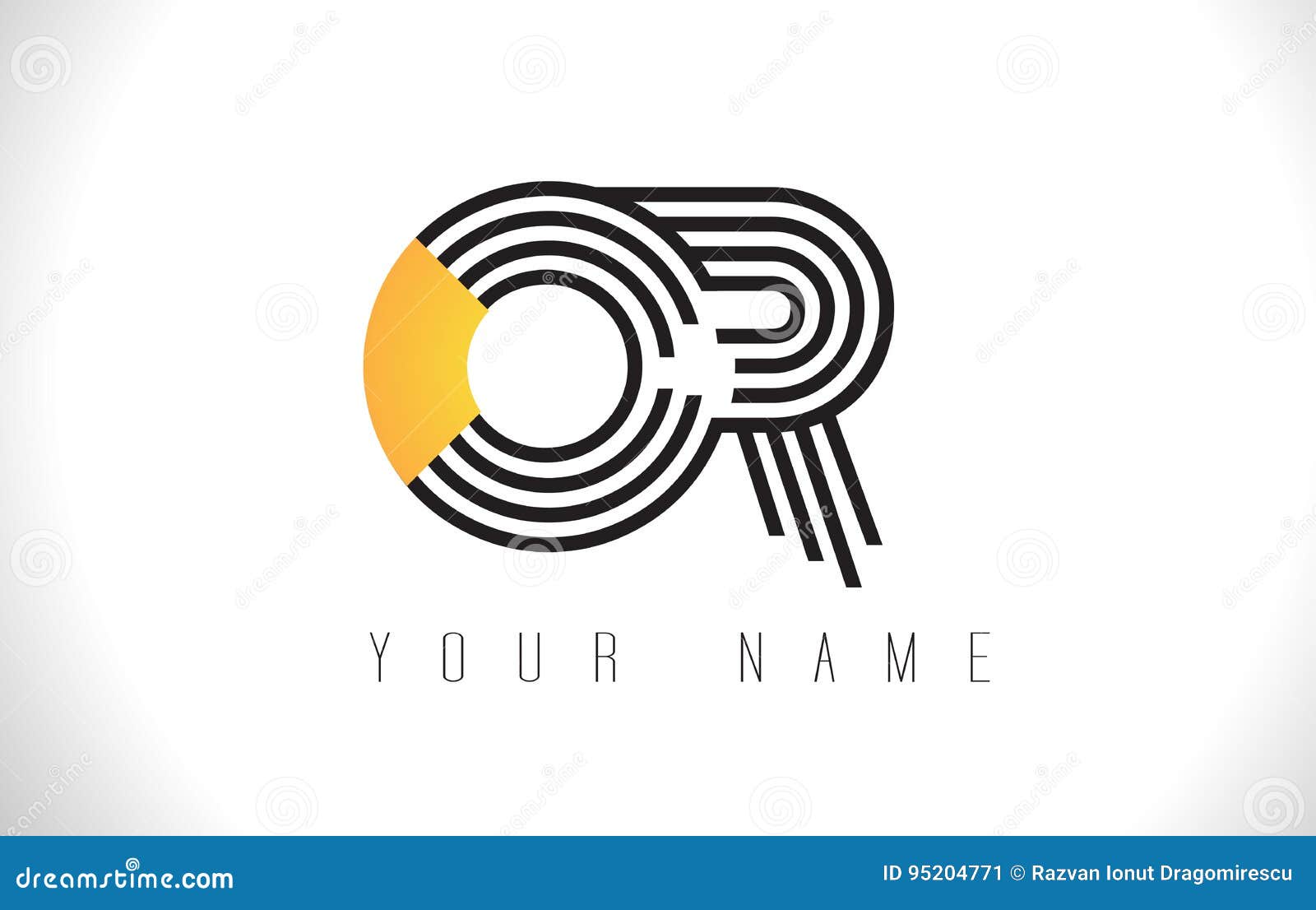 Or Black Lines Letter Logo. Creative Line Letters Vector Templat Stock ...