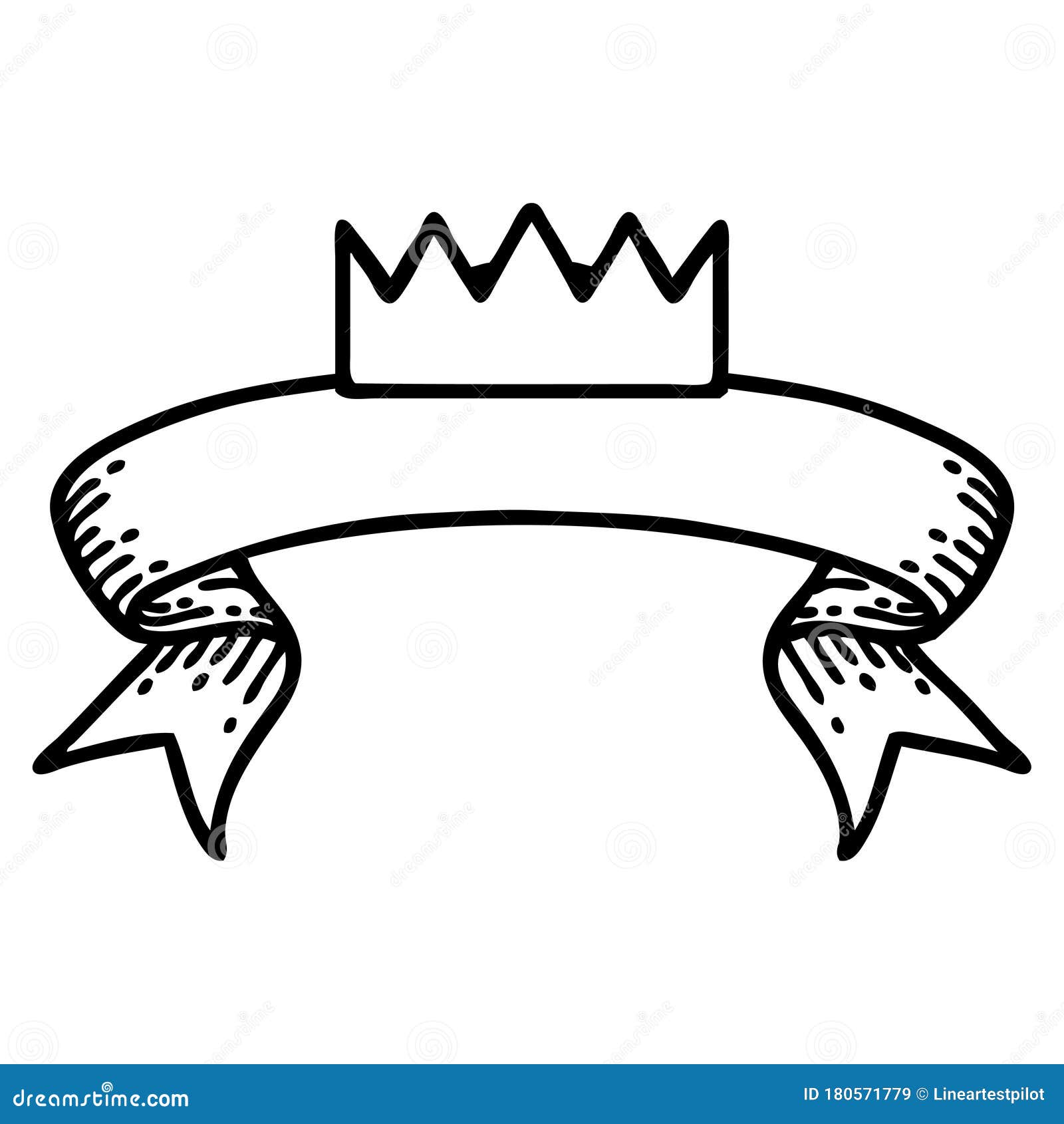 Black Linework Tattoo with Banner of a Crown Stock Vector ...